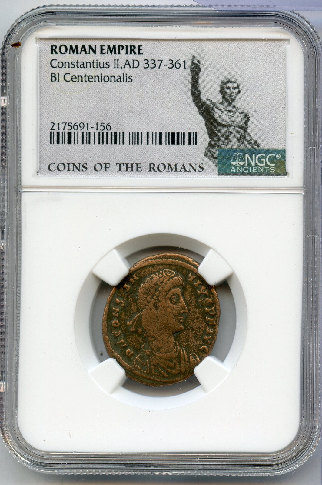 Ancient Roman Coin Constantius II AD 337-361 BI Centenionalis NGC Genu ...
