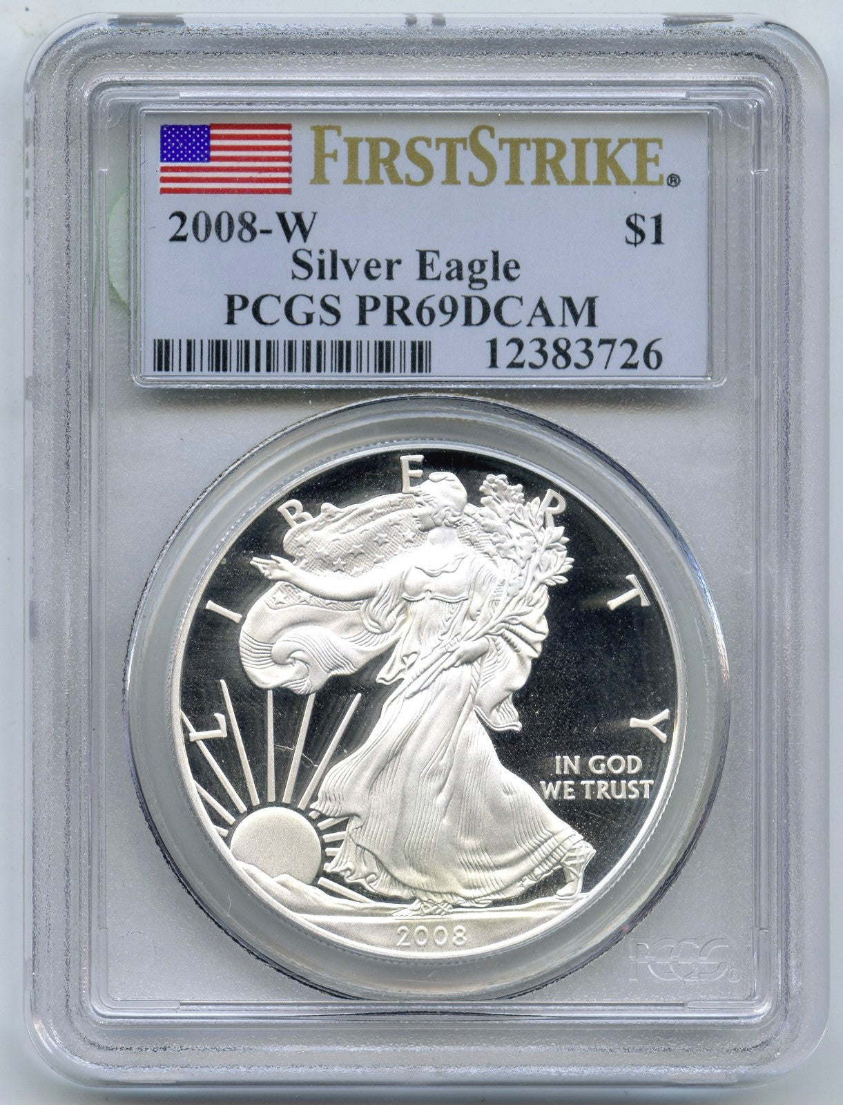 2008-W Proof Silver Eagle PCGS PR69DCAM First Strike - West Point - Q7 ...