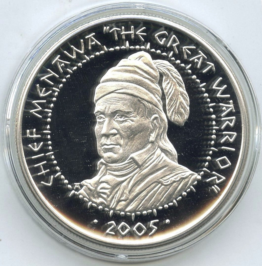 Chief Menawa Poarch Creek Indians 999 Silver 1 oz 2005 Medal Round Dol ...