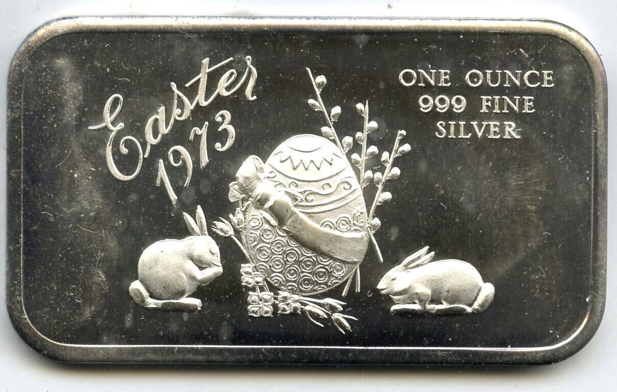 1973 Easter Bunny + Eggs 999 Silver 1 oz Medal Bar Ingot Bullion - H52 ...