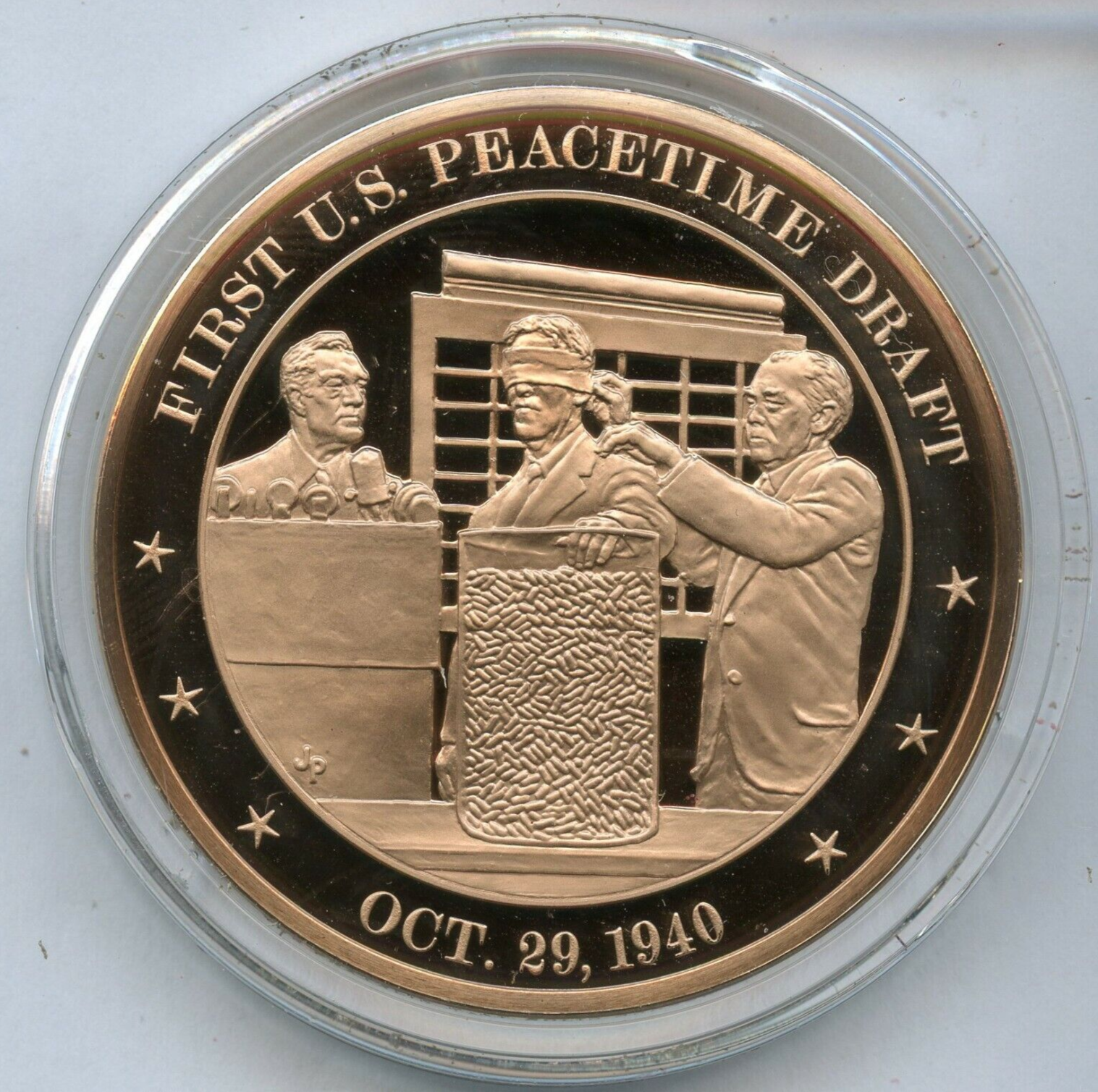 First US Peacetime Draft 1940 Bronze Proof Art Medal - Franklin Mint ...
