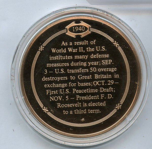 First US Peacetime Draft 1940 Bronze Proof Art Medal - Franklin Mint ...