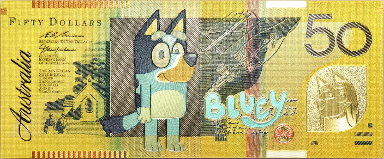$50 Bluey Cartoon Australia Novelty 24K Gold Foil Plated Note Bill GN1 ...